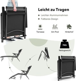 Costway Patio lehátko venkovní patio židle skládací lehátko s 8 nastavitelnými