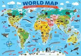 EUROGRAPHICS Puzzle Ilustrovaná mapa světa / 100 dílků / od 5 let / 48