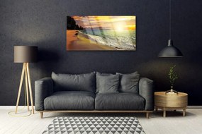 Obraz na skle Slunce Pláž Moře Krajina 120x60 cm