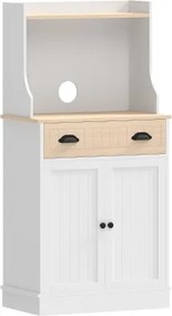 HOMCOM mikrovlnná skříňka do kuchyně s otevřenou přihrádkou, 1 zásuvka a 2dveřová skříňka 61 x 35 x 125,4 cm, dub