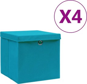 vidaXL Úložné boxy 4 ks netkaná textilie 28 x 28 x 28 cm [325188] Barva: dětská modrá s víky
