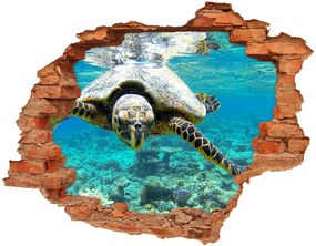 Wallmuralia Díra 3D fototapeta nálepka Mořská želva 90x70 cm
