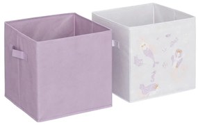 Atmosphera for Kids Úložné boxy na hračky mořská panna fialové 2 ks 29x29x29 cm