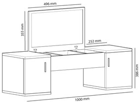 Toaletní stolek MERCAN 39x100 cm bílá
