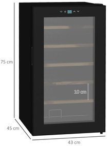 HOMCOM Chladnička na víno, 65 l, 5-20°C, Chladnička na nápoje pro 24 lahví, Chladnička na lahve, Chladnička na víno s vnitřním osvětlením, Black| Aos…