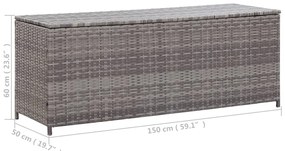vidaXL Marketos Zahradní úložný box šedý 150 x 50 x 60 cm polyratan