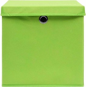 Úložné boxy s víky 10 ks 28 x 28 x 28 cm zelené 325230