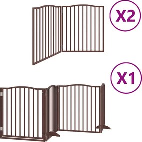 Zábrana pro psy s dvířky skládací 8 panelů hnědá 640 cm topol 3155638