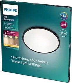 Philips SUPERSLIM CL550 černá / Stropní LED svítidlo / O 43 cm / 22W /