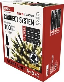 Emos D1AW01 CONNECT / Startovací řetěz s napájením / 100 LED / 10 m /