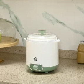 HOMCOM Přístroj na jogurt, 1,5 l jogurtovač s cedníkem, víkem, 20 W jogurtovač pro řecký jogurt, pro 3–5 osob, 19,5x17,5x21,4 cm, bílá