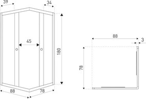 Novoterm Obdélníkový sprchový kout NV-Olga SQ BL 90x80, černý/transparent - bez vaničky