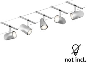 Paulmann 94465 CorDuo Cup Basic, matně chromový lankový systém, 5x max 10W LED 12V, 500cm