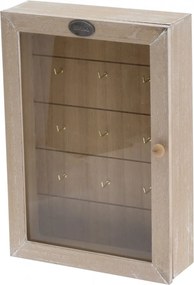 Dřevěná skříňka na klíče s prosklenými dvířky- 27 cm