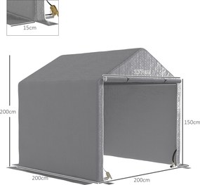 Outsunny Zahradní Kůlna 2 x 2 x 2 m Exteriérový Přístřešek na Kolo s Pozinkovaným Ocelovým Rámem, Vodotěsný a UV-Odolný, Úložný Stan pro Kolo, Motocyk