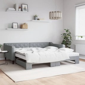 Válenda s přistýlkou a matracemi světle šedá 100x200 cm textil 3197449