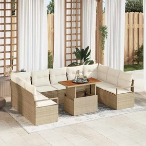 Sada zahradních pohovek 10 ks 9-Počet míst Béžová a krémová 3349756