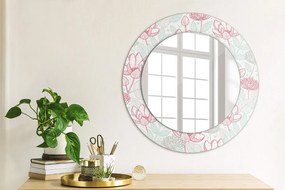 Kulaté zrcadlo s dekorem Květiny fi 50 cm
