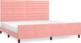 Rám postele s čelem růžový 200x200 cm samet 3125841