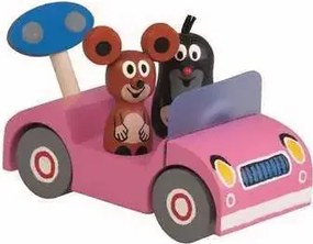 Detoa Dřevěné auto růžové - Krtek na výletě