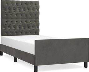 Rám postele bez matrace tmavě šedý 90 x 200 cm samet 3125917