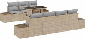 Set pohovek 8 ks Béžová a Světle šedá polyratan 3349126