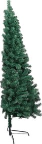 Umělý vánoční půl stromek s LED a sadou koulí zelený 180 cm 3077565