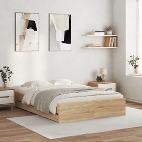 Rám postele se zásuvkami dub sonoma 120x200 cm kompozitní dřevo - Default Title