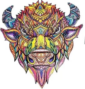 Dřevěné puzzle Bizon XL / 137 dílků / dárková krabička