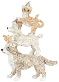Vánoční dekorativní soška zvířátek s čepicemi - 12*4*17  cm