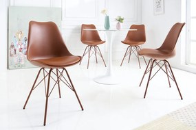 Designová jídelní židle Scandinavia Lund měděně hnědá umělá kůže