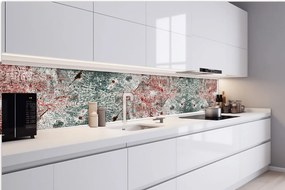 DIMEX | Fototapeta do kuchyně Starý plech KI-420-262 | 420 x 60 cm | šedá, červená