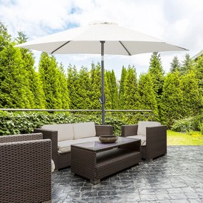 Outsunny Hliníkový Zahradní Slunečník Ø260x235 cm Sklopný Zahradní Parasol s Kličkou a 6 Kovovými Tyčemi pro Venkovní Terasu a Balkon Krémový
