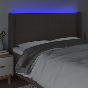 Čelo postele s LED taupe 203 x 16 x 118/128 cm textil 3124312