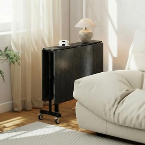 HOMCOM skládací jídelní stůl pro 4–6 osob s kolečky a sklápěcími deskami, černý, 120 × 80 × 73 cm