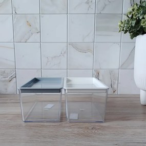 DÓZA NA SUCHÉ POTRAVINY 800 ml – nízká, průhledná | DomaLEP varianta: ŠEDÁ