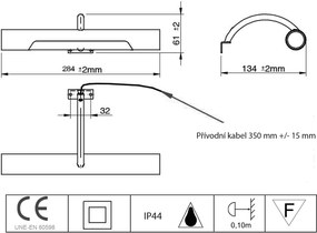 Aqualine, ANDREA LED nástěnné svítidlo 5W,, 284mm, 230V, chrom, E26716CI