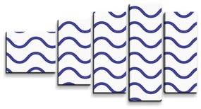 Sablio Obraz - 5-dílný Modré vlnky - 100x60 cm