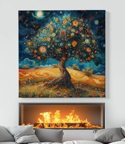 Obraz na plátně - Strom života Gogh vesmírný FeelHappy.cz Velikost obrazu: 140 x 140 cm