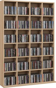 HOMCOM úložný prostor na CD a DVD, multimediální regál s 24 oddíly, maximální kapacita 480 CD/312 DVD, dřevěný regál s nastavitelnými policemi, 89 x 2