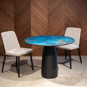 Měděný jídelní stůl Ocean kruh D98x74cm