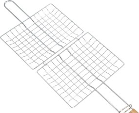 Nerezová grilovací mřížka s dřevěnou rukojetí BestBerg BBBQ-1NT / 40 x 20 cm