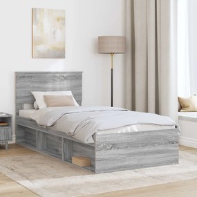 Rám postele s čelo Šedá Sonoma 90 x 200 cm Masivní borové dřevo 3410650