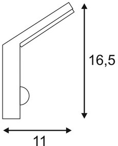 SLV 232915 Ordi, nástěnné venkovní svítidlo se senzorem, 9W LED, 3000K, antracit, výška 16,5cm, IP44