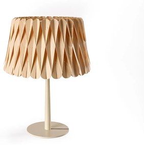 Dřevěná stolní lampa Lola Table  Dřevěná stolní lampa Lola Barva nohy: Matná slonovinová bílá, Dekor: Přírodní bukové dřevo