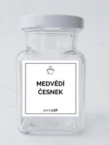 Samolepka na kořenky MEDVĚDÍ ČESNEK bílá 5 × 5 cm tučné písmo