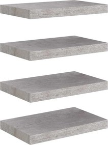 Plovoucí nástěnné police 4 ks betonově šedé 40x23,5x3,8 cm MDF 326593