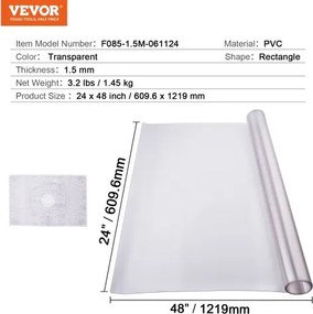 PVC chránič stolu 61 × 121,9 cm matný plastový o tloušťce 1,5 mm