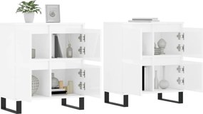 Příborníky 2 ks bílé s vysokým leskem kompozitní dřevo 3190183
