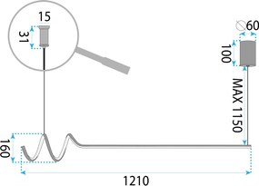 Toolight Toolight, LED závěsné svítidlo 120cm, 36W, 3000K, LHJ030-CP, černá, OSW-50013